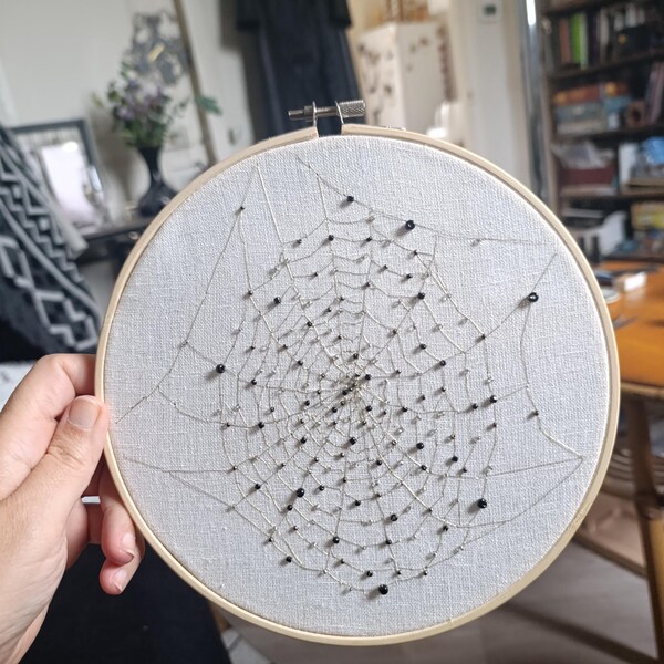 PDF + Video Tutorial - Spiderweb With Dew Drops Embroidery - Etsy