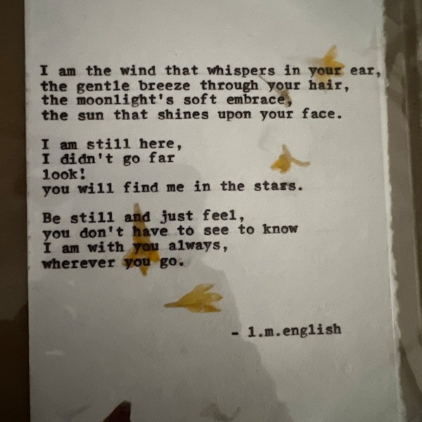 Handmade Card, Original Poetry, Grief Card, in Remembrance, Grief Gift ...