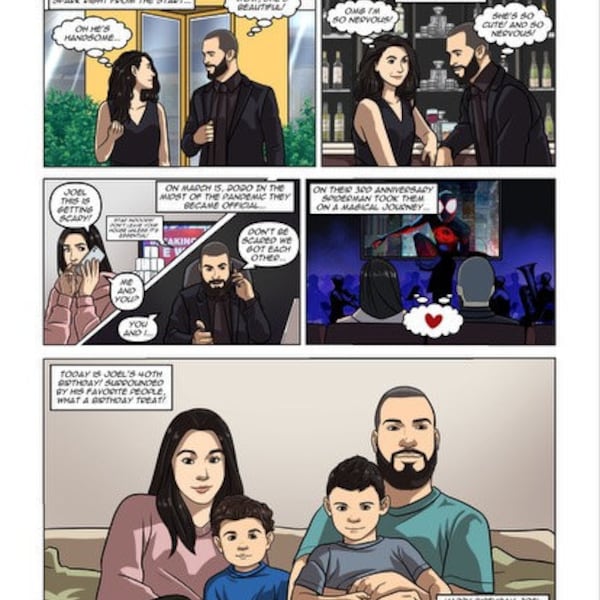 Personalized Wedding Comic Strip Husband Wife, Custom Nerdy Couples ...