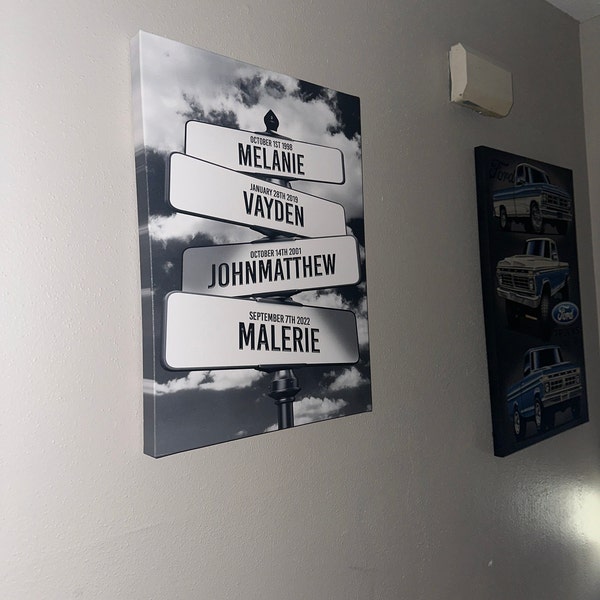 Custom Street Sign Multi-names Personalized Print Wall Art Canvas ...
