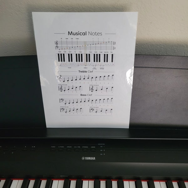 Music Notes Cheat Sheet, Chords & Scales, Treble Bass Clef, Music Notes ...