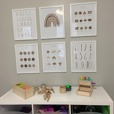 Boho Set of 6 Educational Posters, Playroom Wall Decor, Emotions Poster ...