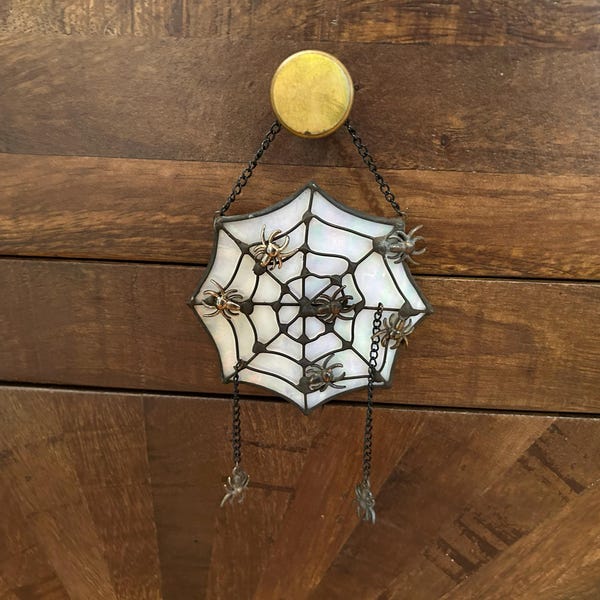 Spider Web Stained Glass Suncatcher – Spooky Halloween Window ...