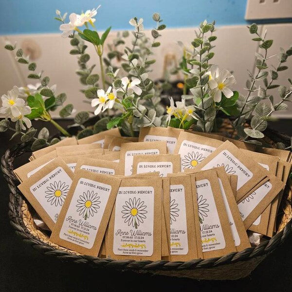 Personalised Funeral Daisy Flower Seed Packets Envelopes With Seeds ...