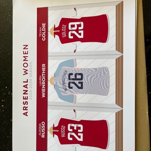 Arsenal Women's Super League 2023-24 Squad Print Shirt Poster Art FREE ...