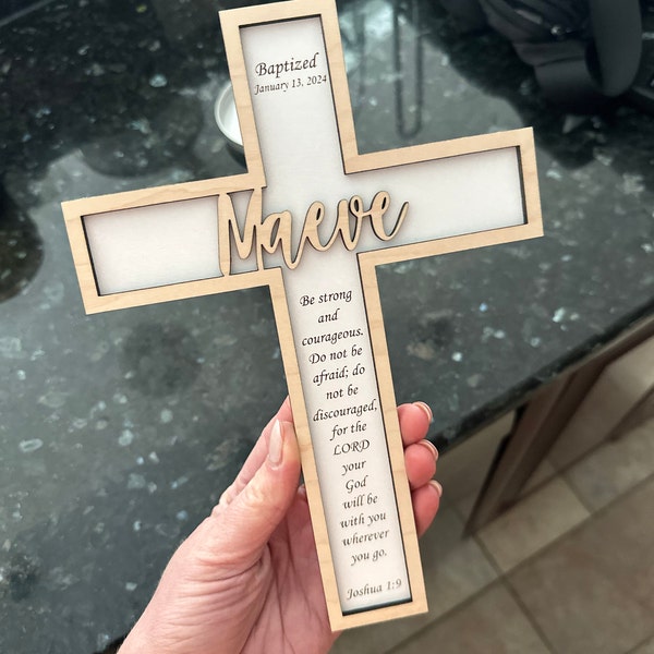 Personalized Engraved Baptism Cross. Handcrafted Wooden Cross for Baby ...