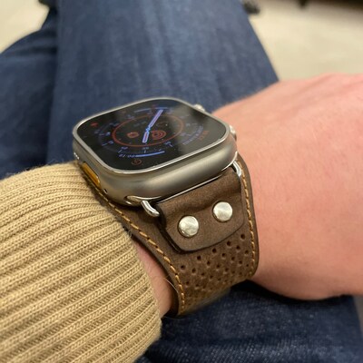 Customized Apple Leather Watch Strap Camel Brown 49mm 41/45mm - Etsy