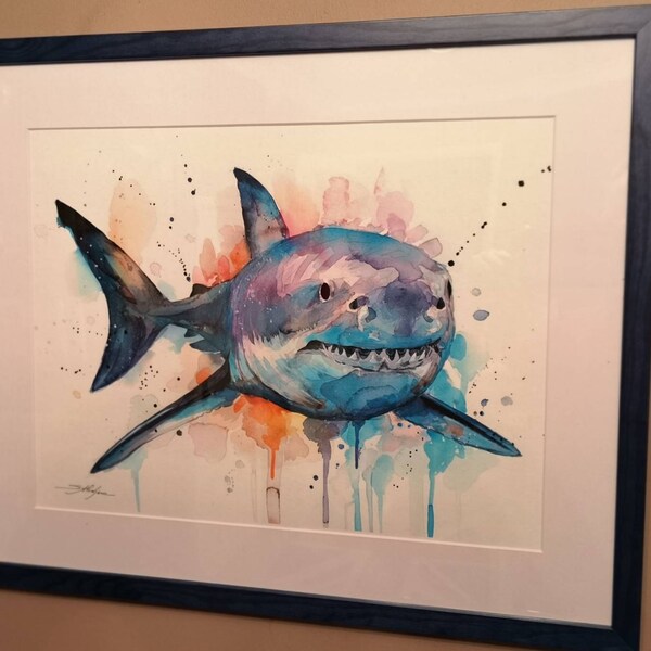 Great White Shark Watercolor Painting Print by Slaveika Aladjova, Art ...