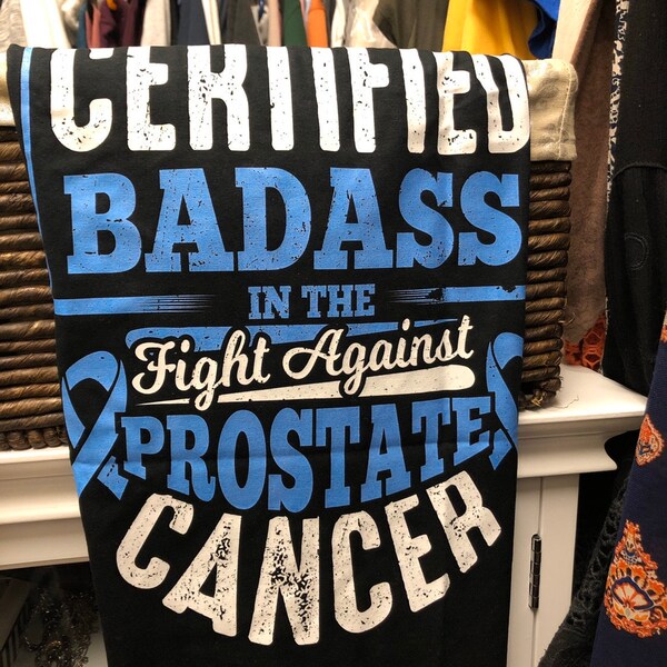 Certified Badass Prostate Cancer Ribbon Shirt Awareness Women Men Kids ...
