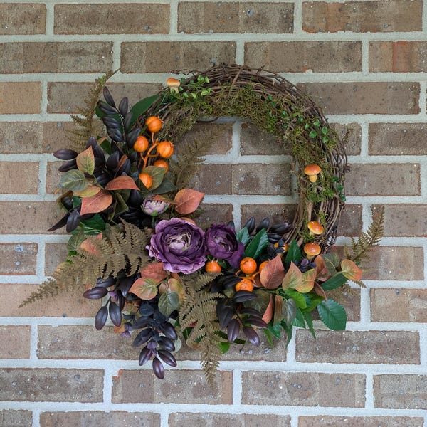 Magnolia Crescent Wreath Elegant Handmade Faux Floral Front Door Decor ...