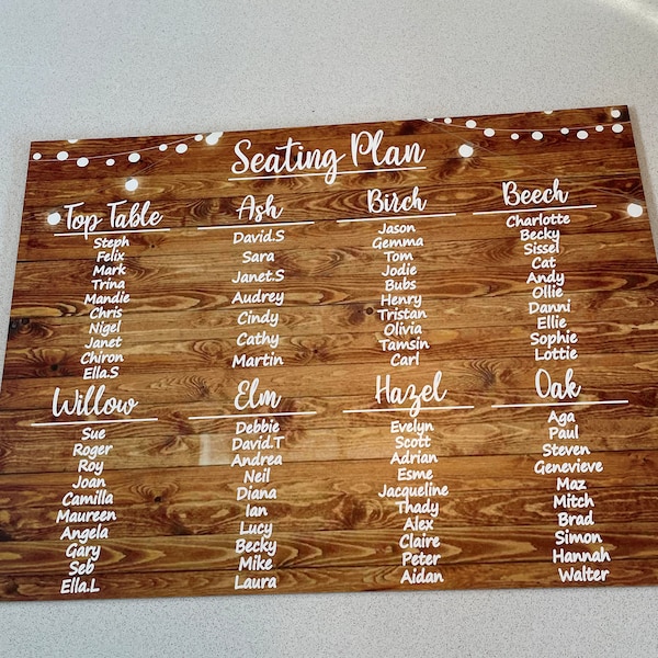Rustic Wedding Table Plan Sign | Wedding Seating Plan - Etsy UK