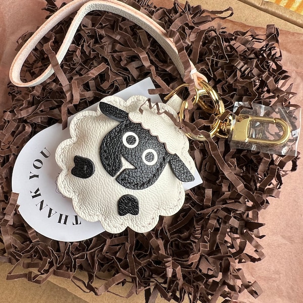 Leather Sheep Bag Charm, Handmade Sheep Car Charm, Cute Sheep Leather ...