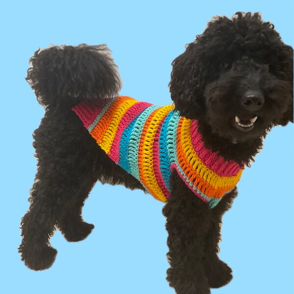 Multi-size Crochet Dog Jumper Pattern, Stripe, Colourful, XS, S, M, L ...