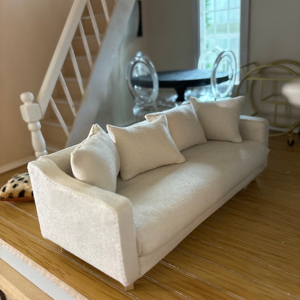 Adelaide Scoop Arm Sofa | Pearl White | Macy Mae 1:12 Scale Miniature ...