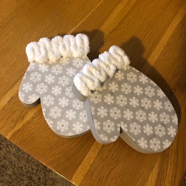 2 Pack Unfinished Wood Mittens Cutouts / DIY Fall Decor / DIY Winter ...