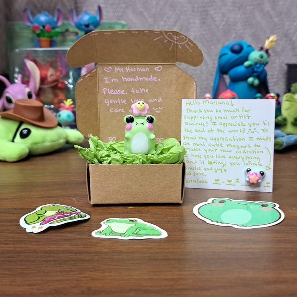 Handmade Clay Frog Perpetual Calendar: Whimsical Flower Desk Decor ...