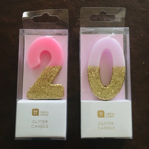 Pink 2nd Birthday Candle - Two Birthday Candle, Glitter Candles ...