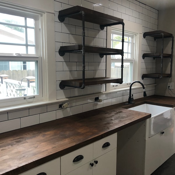 Industrial Pipe Shelving Kit Rustic Industrial Shelf With Your Choice ...