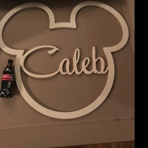 Backdrop Birthday Sign Wooden Name Sign Mickey Mouse Sign Name Nursery ...