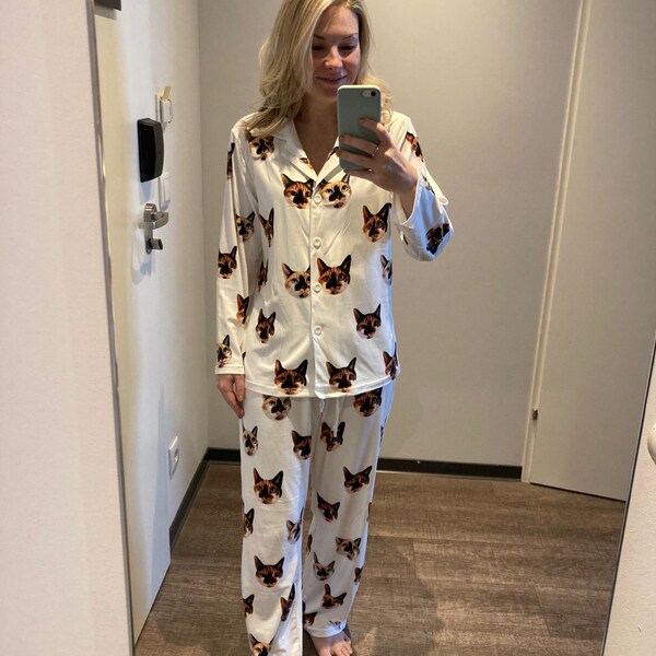 Custom Face Pyjamas Using Human Photo Dog Face Pjs Cat Face Pajama Set ...