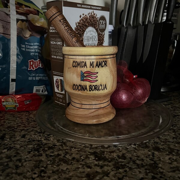 Pilon Para Mofongo Puerto Rico 2 Souvenir Puertorriqueño Wood Mortar ...
