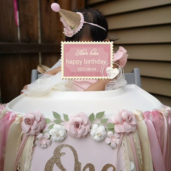 Blush 1st Birthday High Chair Banner, ONE Banner, Baby Girl Banner ...
