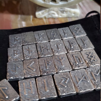 Pewter Metal Rune Set 24pc Elder Futhark - Etsy