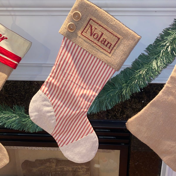 Embroidered Burlap Iron on Name Label for Christmas Stockings, Stocking ...