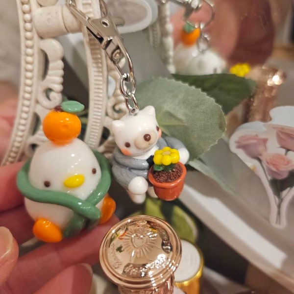 Handmade Matcha Bear Keychain Cute Teddy Bear Charm Kawaii Clay ...