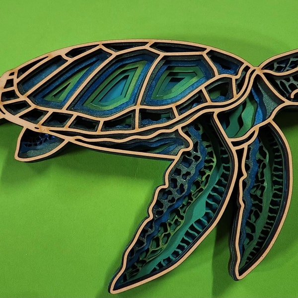 3D Sea Turtle SVG DXF 6 Layer Ocean Svg 3D Mandala Svg Layered Mandala ...