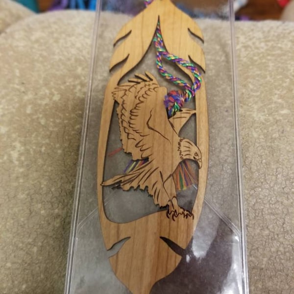Eagle Feather Bookmark, Wood Bookmark, Bookmark Exchange, Laser Cut ...