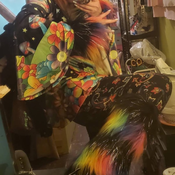 Sparkle Black and Rainbow Furry Leg Warmers, Rave Fluffies - Etsy