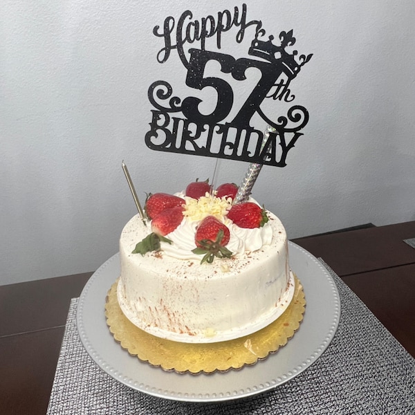 57 57th Birthday Cake Topper Svg, 57 57th Happy Birthday Cake Topper ...