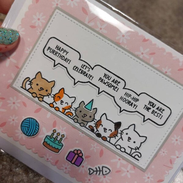 Handmade Happy Birthday Cat Card-handmade Happy Birthday Kitty Card ...