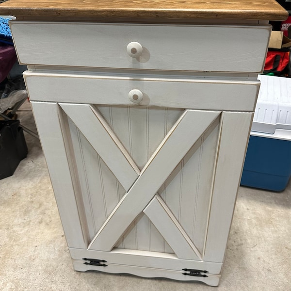 Amish Handmade Tilt-out Trash Can | Rustic Barn Door Cabinet, 50 Qt - Etsy