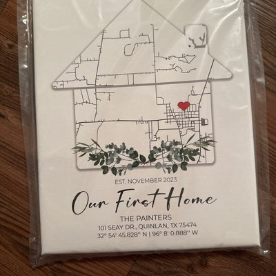 Custom Home Map, First Time Home Buyer, Personalized Housewarming Gift ...