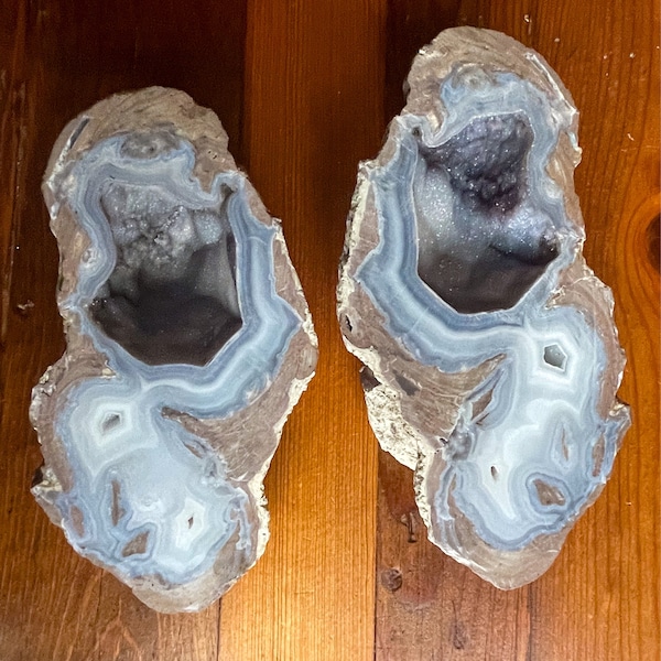 Blue Lace Agate Utah Dugway Geode Half - Etsy