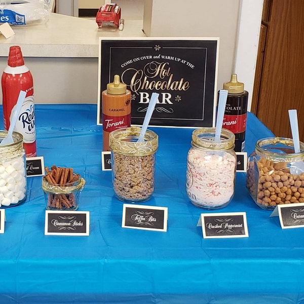 Instant Download Winter Hot Chocolate Bar Kit, Printable Gold Black Hot ...