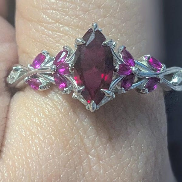 Vintage Marquise Cut Ruby Engagement Ring Promise Ring Gold Art Deco ...