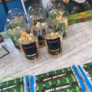 Minecraft Popcorn Cup/minecraft Birthday Party/gamer Birthday/minecraft ...