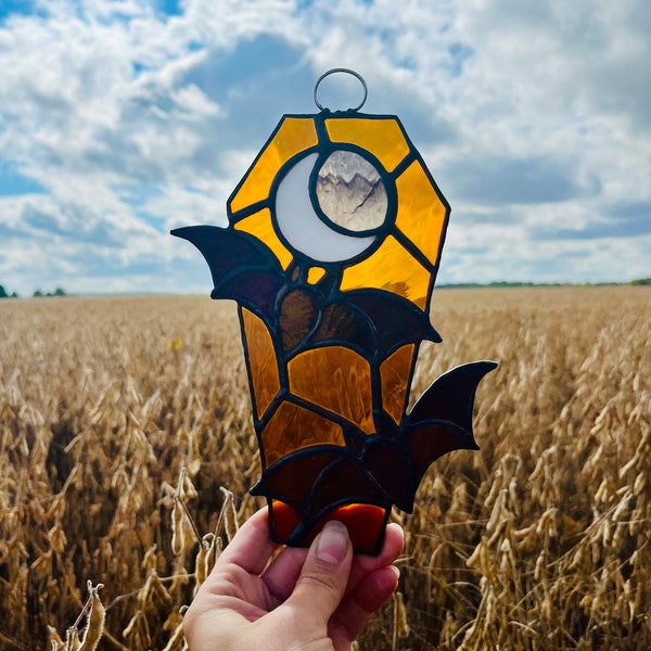 Coffin With Bats Stained Glass Pattern Pdf Digital File | Digital ...