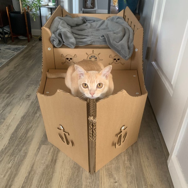 Pirate Ship Cardboard Cat House - Etsy
