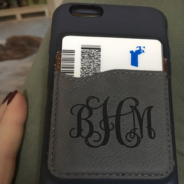 Monogram Personalized Cell Phone Card Caddy, Monogrammed Phone Wallet ...