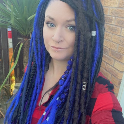 Full Set Dreads Extension Braids / Brown Blone Gray Mix / Decorated ...