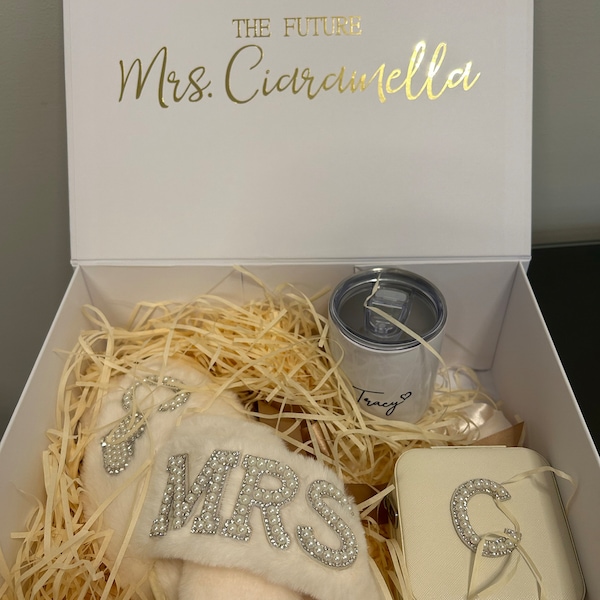 Luxury Bride Gift Box Set, Personalized Tumbler & Slippers - Etsy