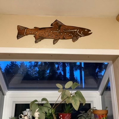 Trout Fish Wall Sign Fishing Decor Metal Decor Fly Fishing Decor Yard ...