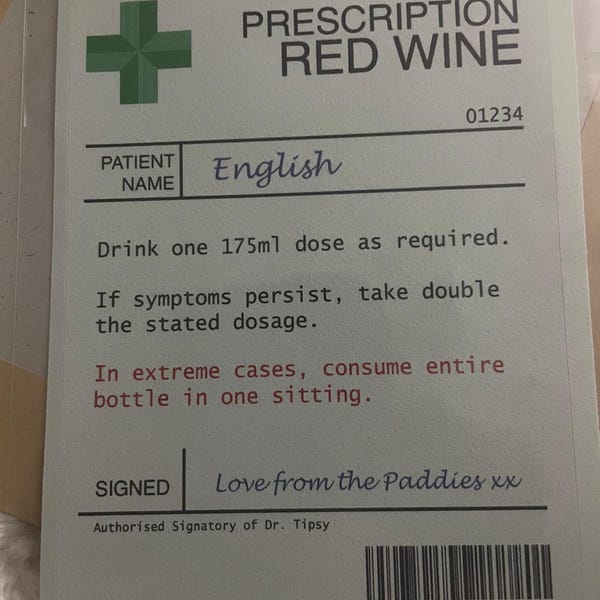 Personalised Prescription Wine Bottle Label - Red White Rose Mulled ...