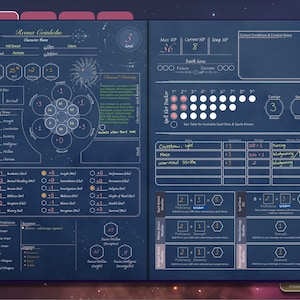 Digital Dnd Character Journal , Dnd Character Sheet With Spell Cards ...