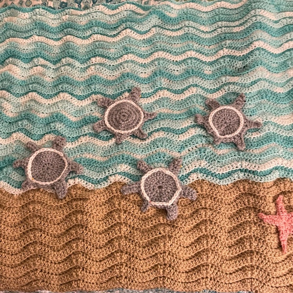 Sea Turtle Crochet Blanket Pattern, Ocean Afghan, Crochet Pattern ...