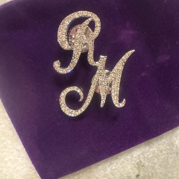 Custom Double Initials Groom Pin,bride Initial Letters Brooch Collar ...